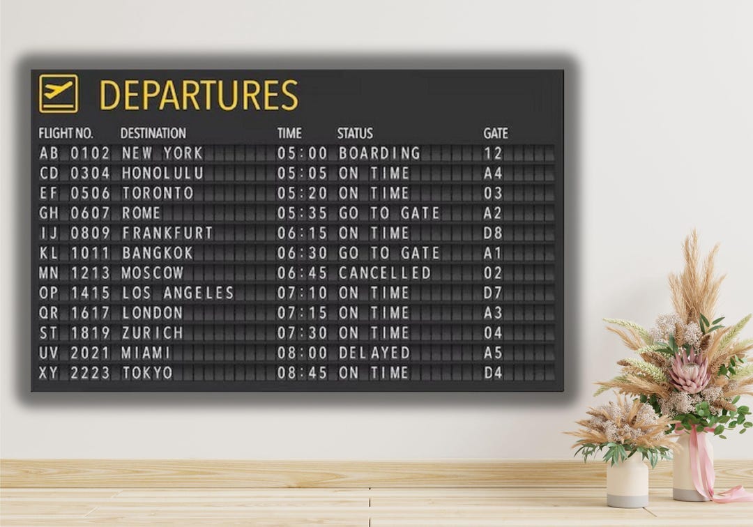 Departures Pattern Poster Art Print,departures Airport Canvas Wall Art ...