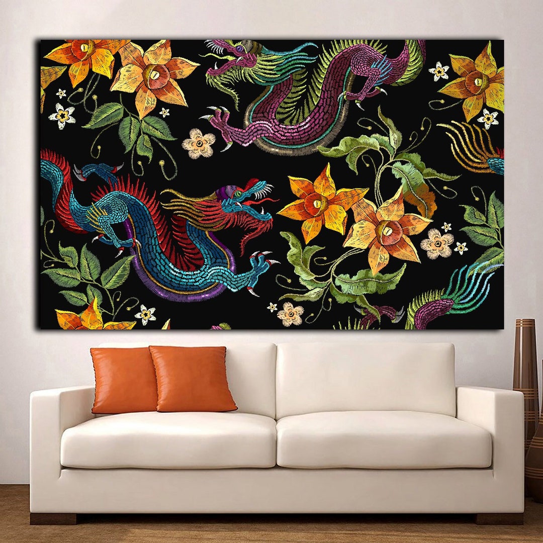 Chinese Dragon Canvas Wall Arts, Abstract Wall Art, Modern Canvas Art ...