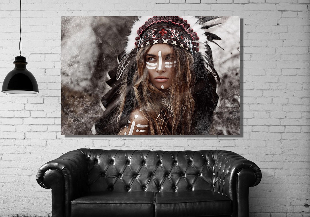 American Indian Art Indian Woman Canvas Print Indian Wall Art Native ...