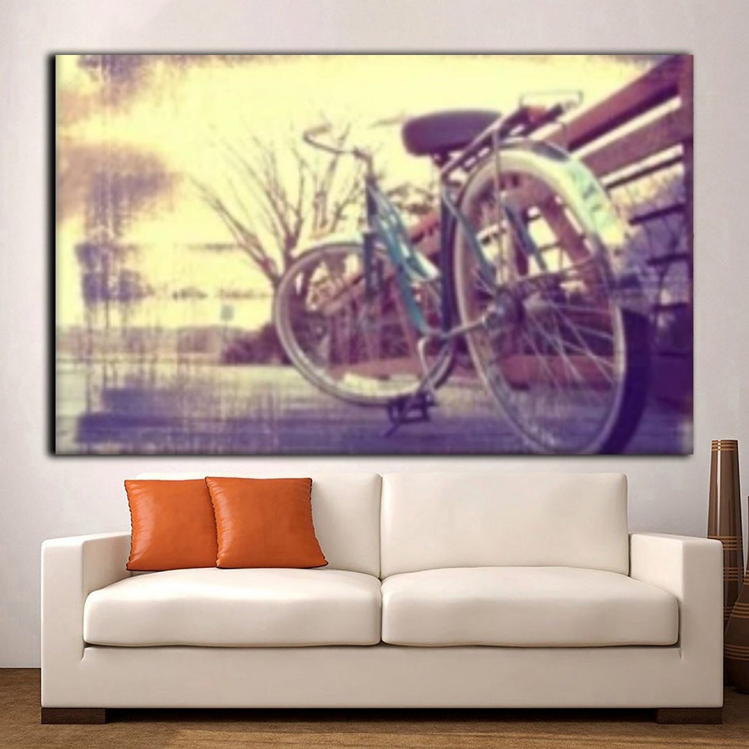 Bicycle Paintings on Canvas, Vintage Canvas Wall Art, Bike Canvas ...