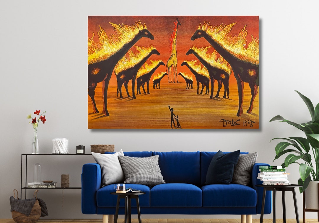 Salvador Dali Burning Giraffes in Brown 1975 Canvas Art,salvador Dali ...