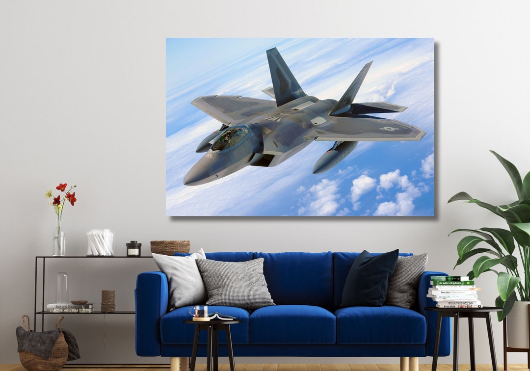 Fighter Jets Canvas or Poster, F-22 Raptor Wall Art, Aircraft Wall ...