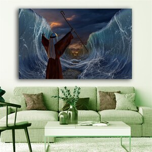 Moses Exodus Route Artwork on Canvas Print, Crossing Red Sea Art, Big ...