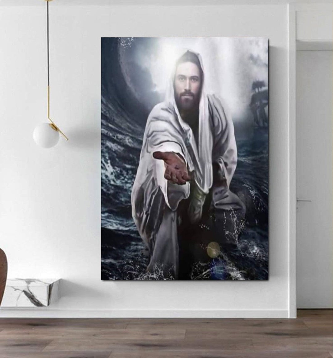 Christian Canvas Art,jesus Reaching Hand Wall Design, Jesus Christ ...