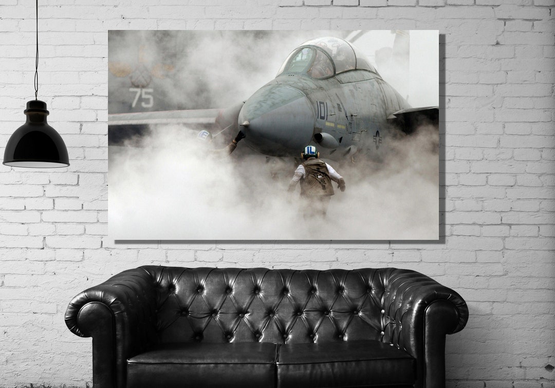 F-14 Tomcat Fighter Jet Canvas Wall Art,f-14 Military Plane Pattern ...