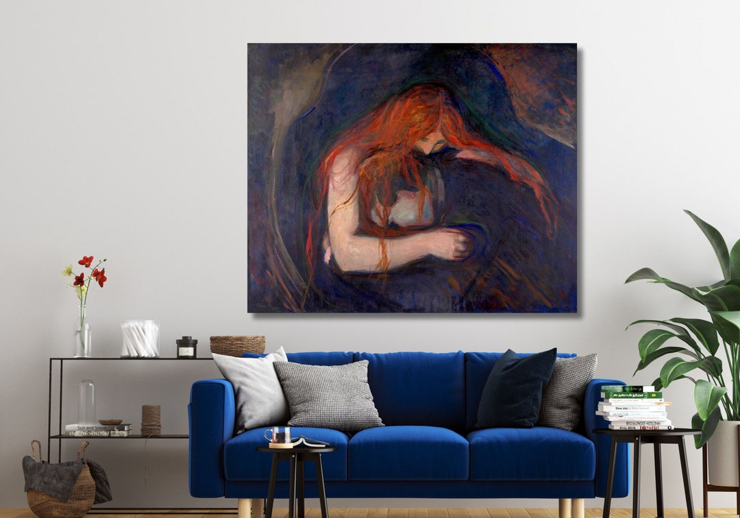 Edvard Munch the Vampire 1895 Illustration Canvas Wall Art,the Vampire Poster Print,famous Fine ...