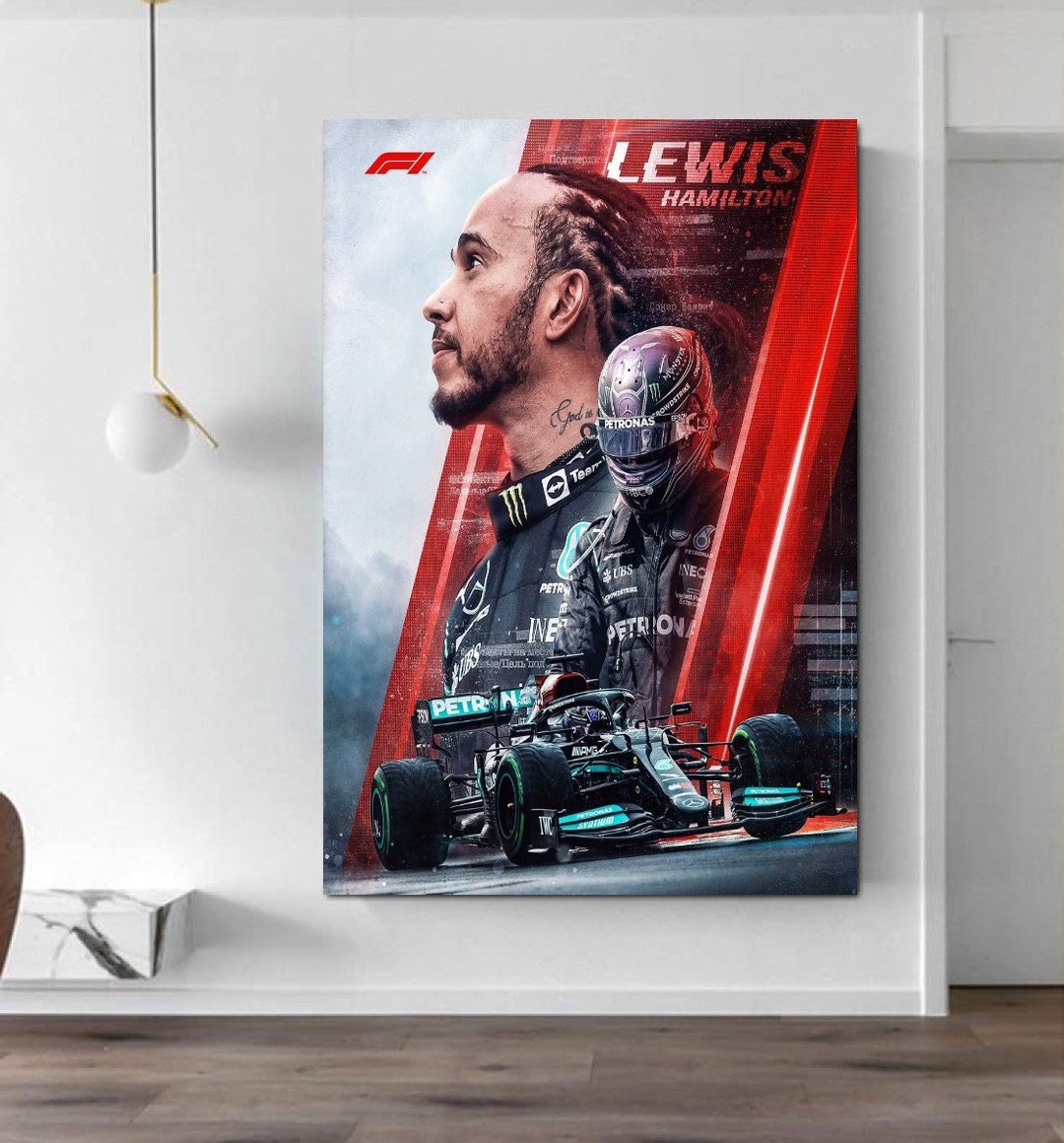 Hamilton F1 Canvas Wall Art, Lewis Hamilton Print Formula One F1 Grand ...