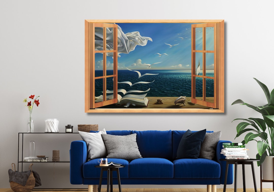 Salvador Dali Book to Birds Window Frame Style Canvas,reproduction ...