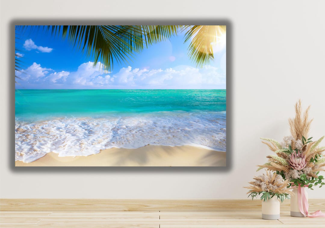 Tropical Island Beach Canvas, Large Wall Art Canvas Print, Ocean Extra ...