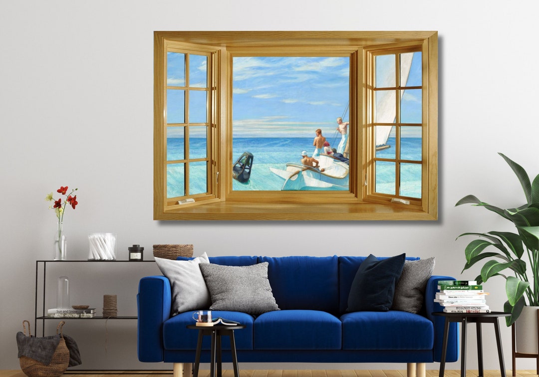 Edward Hopper Window Frame Style Canvas Wall Art,edward Hopper Sailboat ...