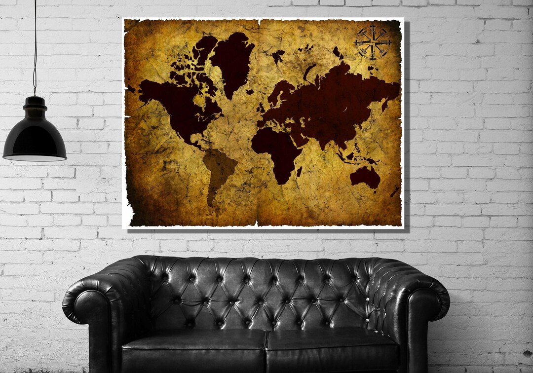 Vintage World Map Print Wall Art, Beautiful World Map, Color Vintage ...