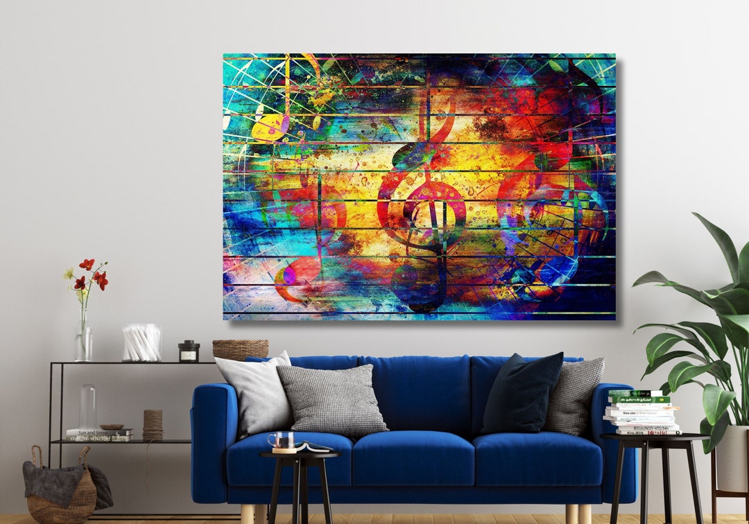 Music Note Canvas Wall Art Painting,music Note Painting Decoration ...