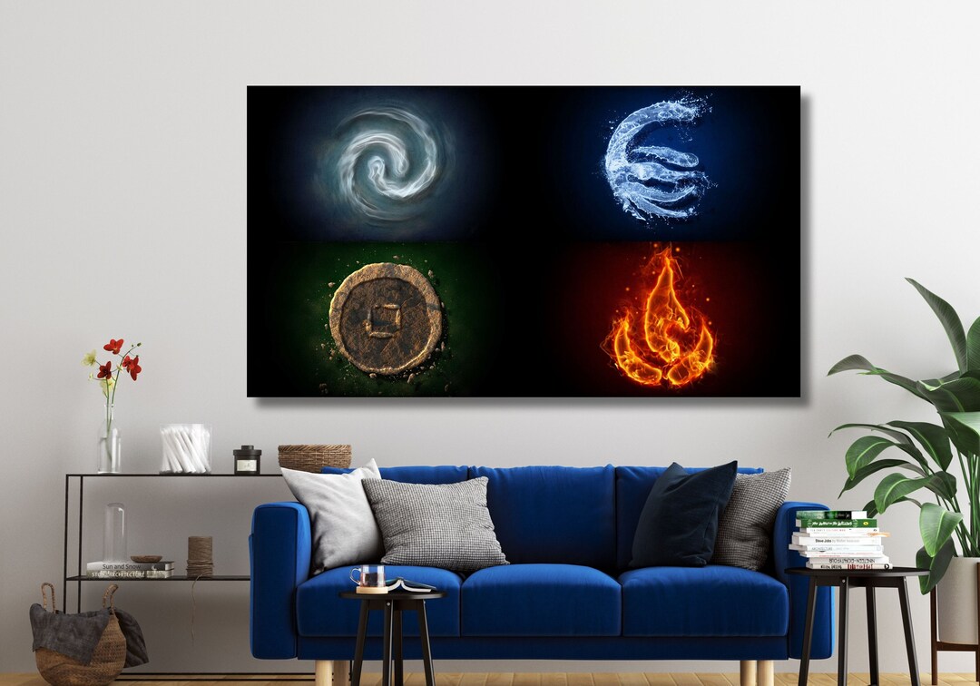 Fire Air Water Earth Four Elements 4 Elements Canvas,planet Wall Decor ...