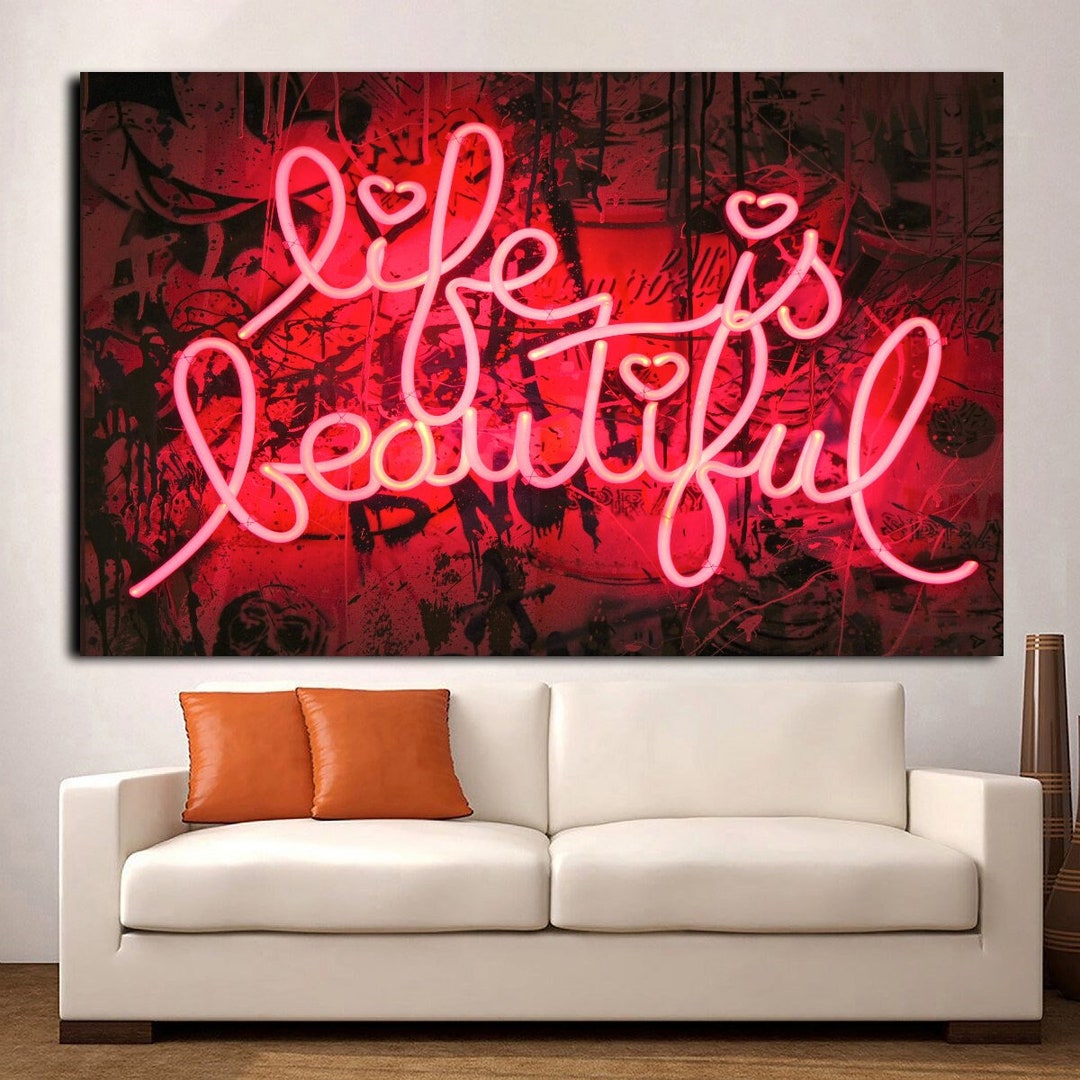 Life is Beautiful Graffiti Canvas Print Art Poster,street Art,modern ...
