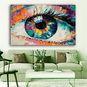 Abstract Eye Oil Painting, Colorful Modern Wall Art, Eye Canvas Art ...