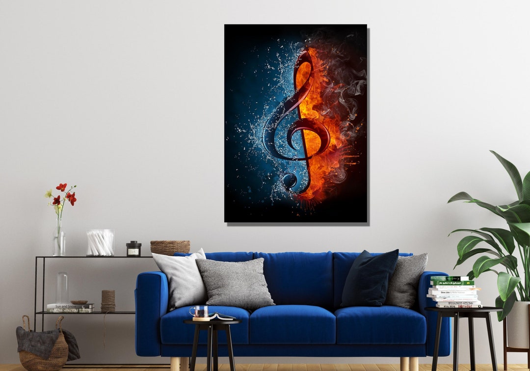 Music Note Painting Decoration,water and Fire Canvas Wall Painting ...