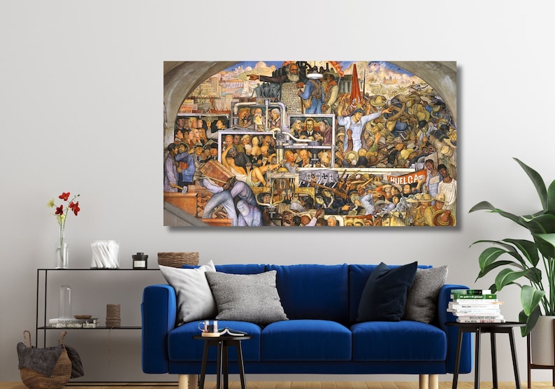 Diego Rivera Mexican Bricklayers Canvas Painting Wall Art , Modern ...