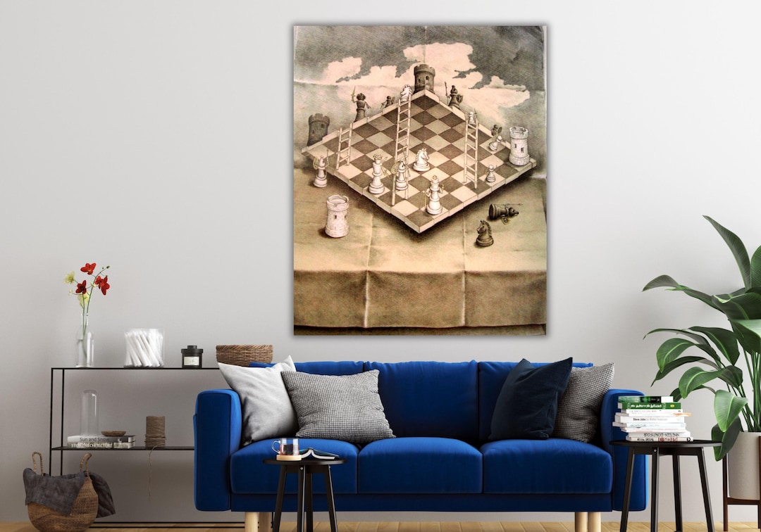 Impossible Chess by Mc Escher Chess Canvas Art, Escher Canvas, Escher ...