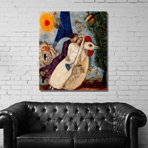 Marc CHAGALL the Bride and Groom of the Eiffel Tower Canvas Art Poster ...