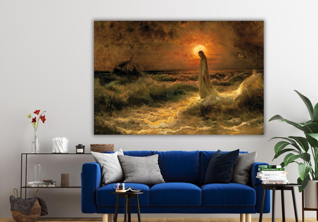 Lord Jesus Walking on Water by Julius Von Klever Print Art Canvas ...