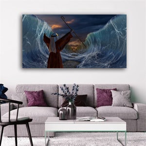 Moses Exodus Route Artwork on Canvas Print, Crossing Red Sea Art, Big ...