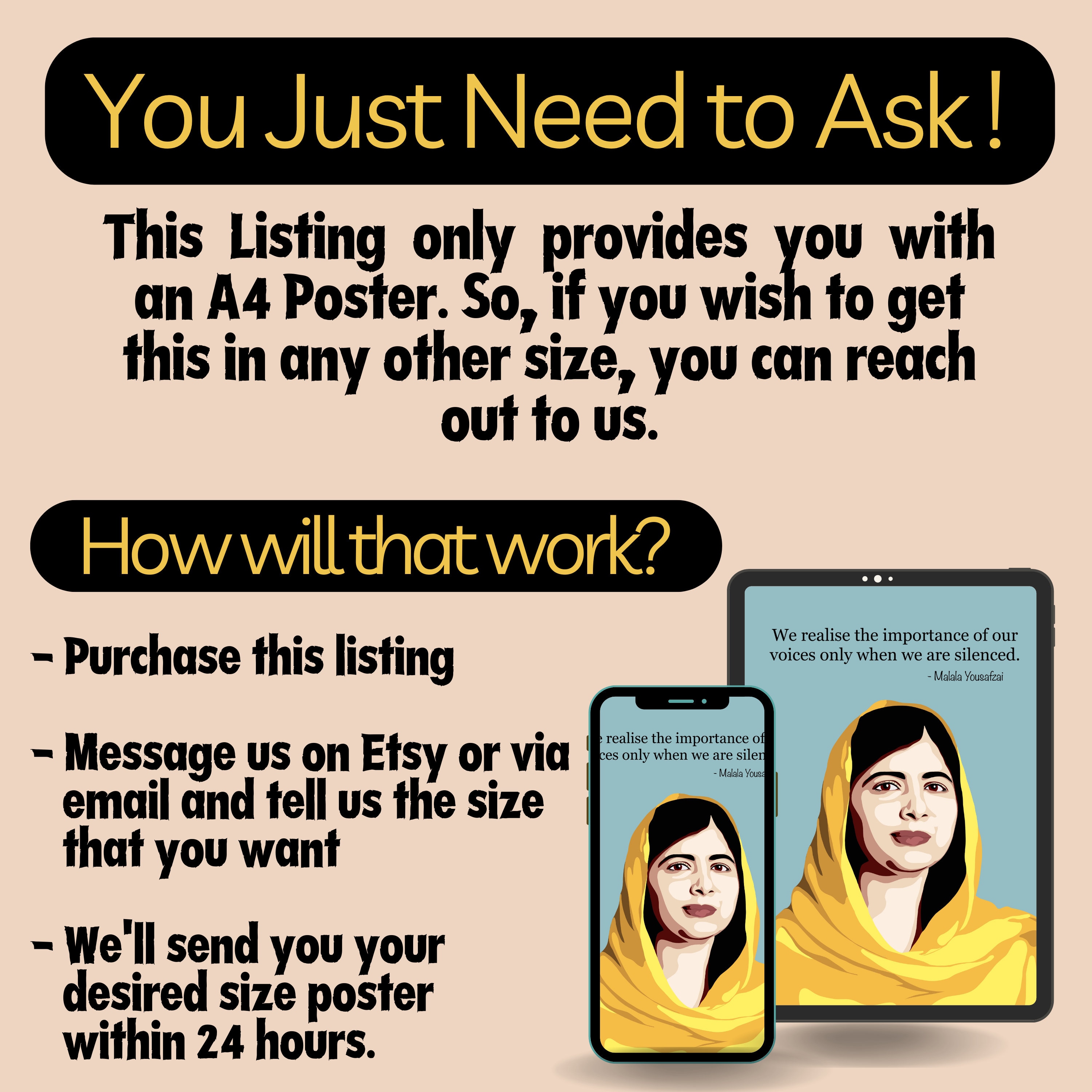 Malala Yousafzai Poster Inspirational Women Poster Inspirational Quote ...