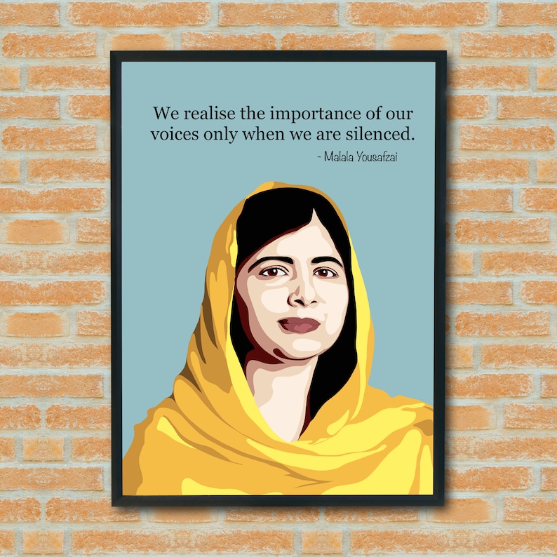 Malala Yousafzai Poster Inspirational Women Poster Inspirational Quote ...