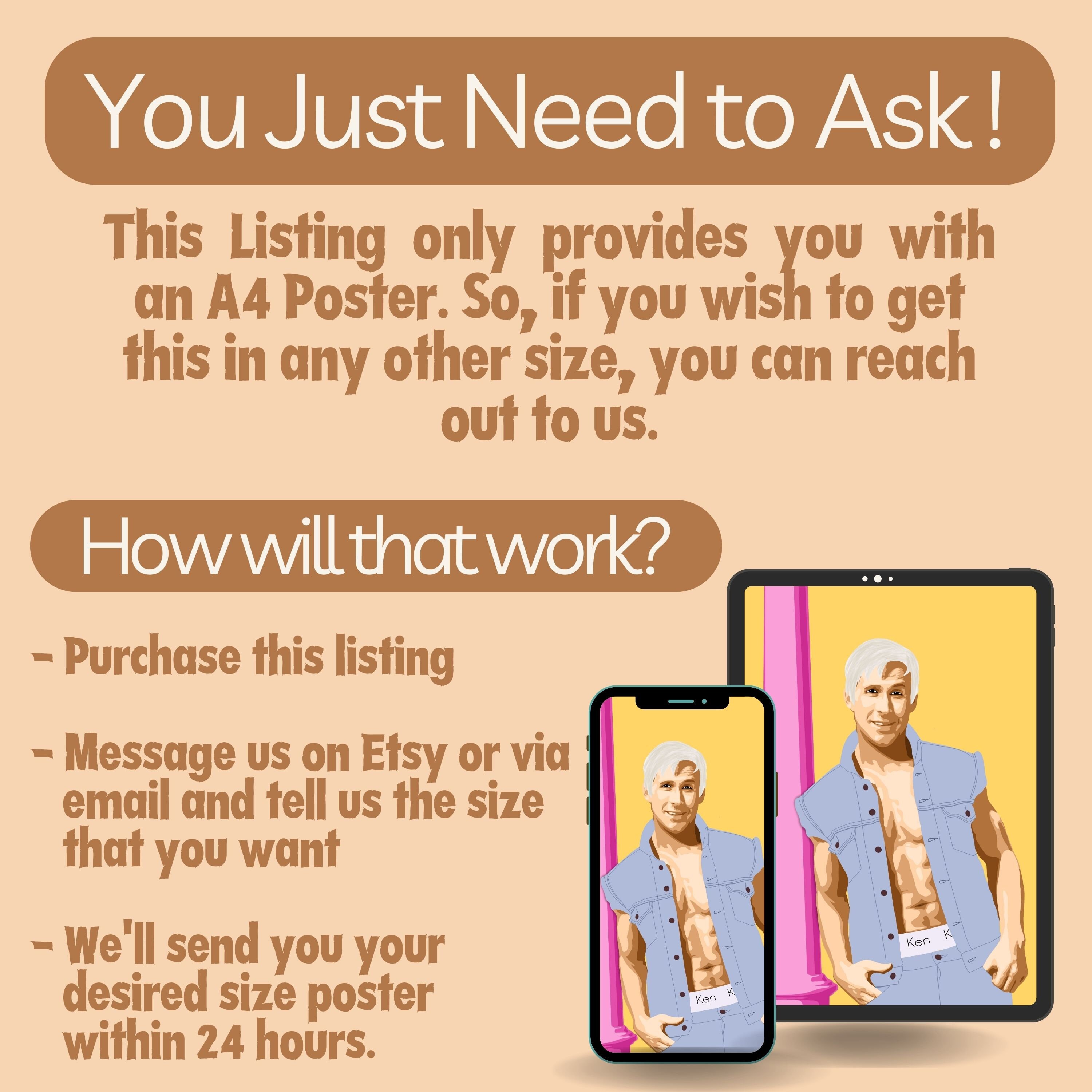 Ryan Gosling as Ken Poster/ Barbie Movie Poster/ Barbie and Ken/ Barbie ...