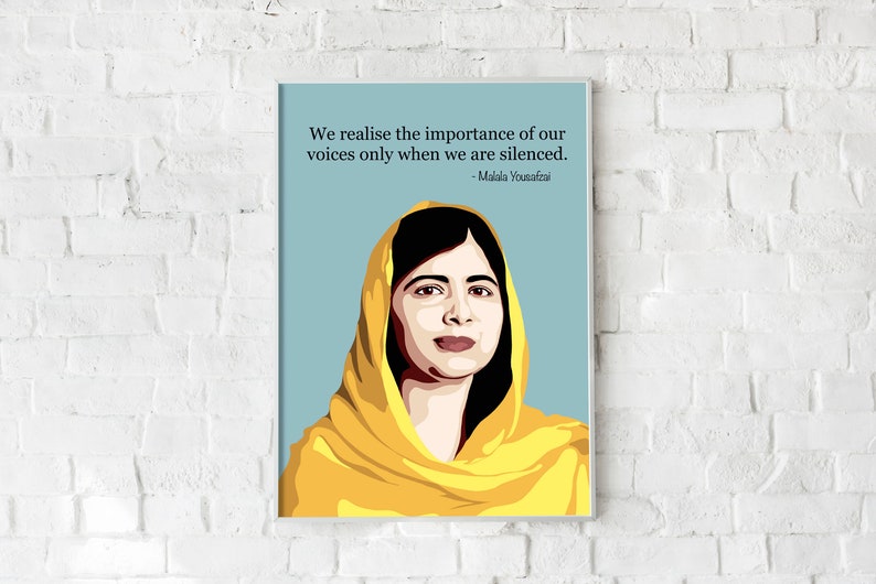 Malala Yousafzai Poster Inspirational Women Poster Inspirational Quote ...