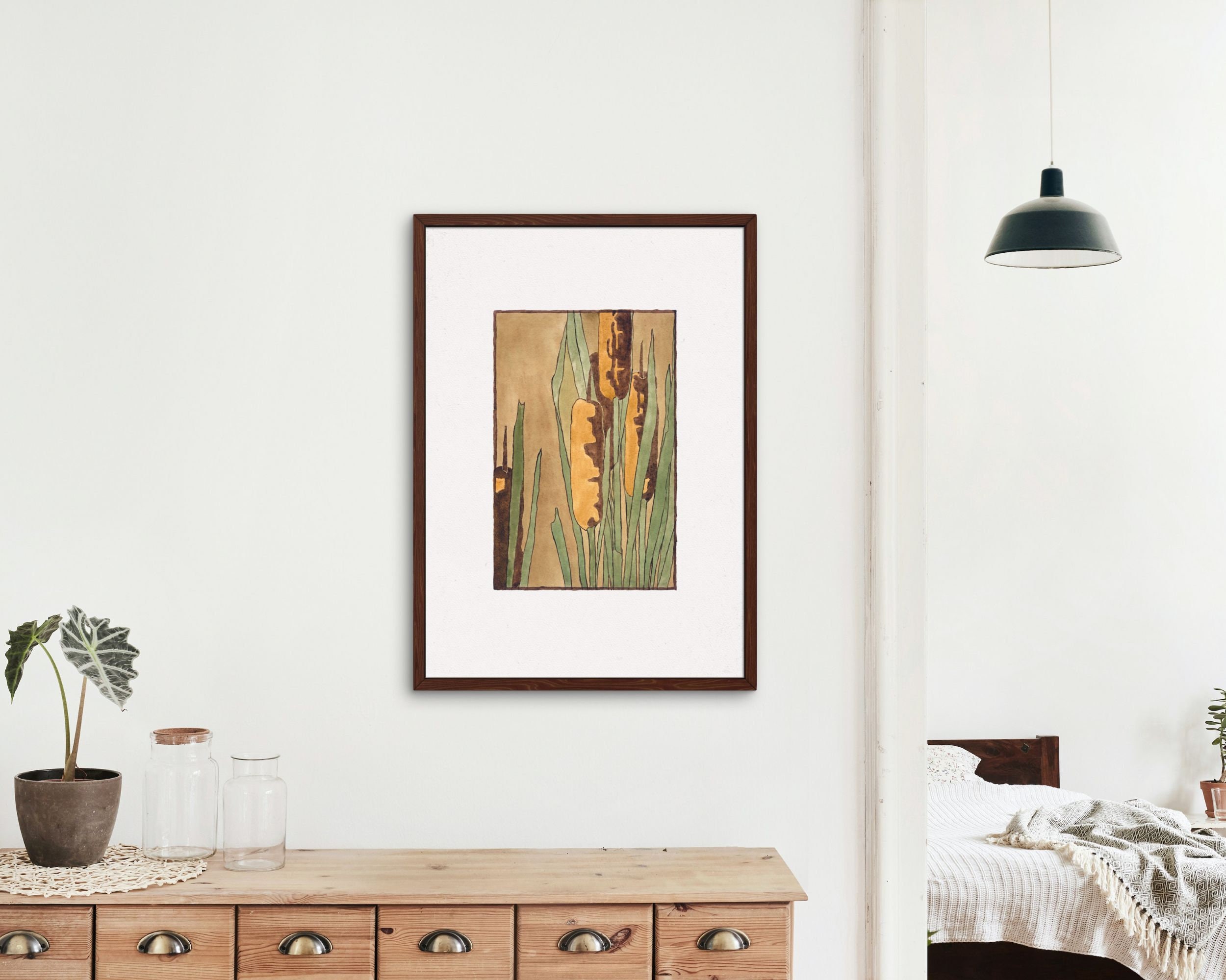 Cattail Printable Art, Vintage Cattail Printable, Vintage Cattail Reed ...