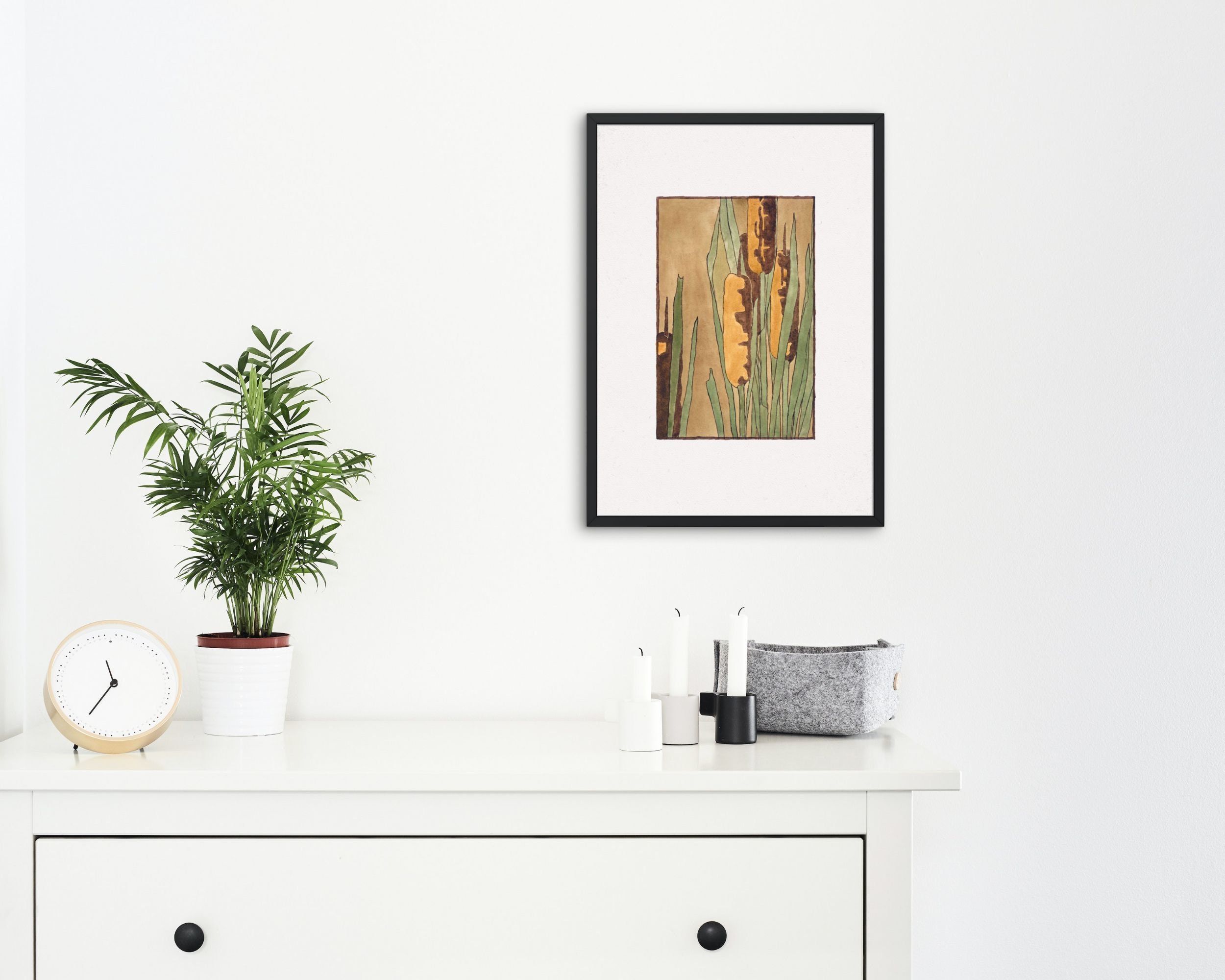 Cattail Printable Art, Vintage Cattail Printable, Vintage Cattail Reed ...