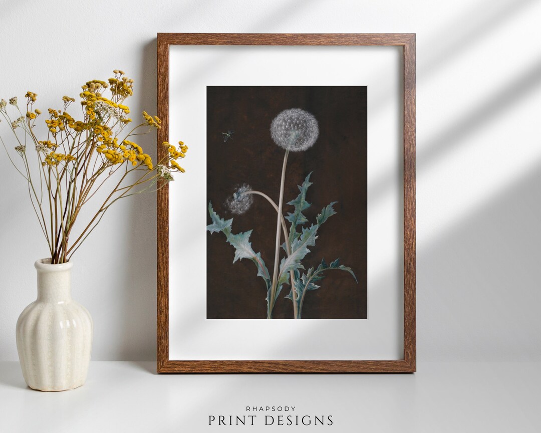 Dandelion PRINTABLE Art. Botanical Downloadable Print. Moody Vintage ...