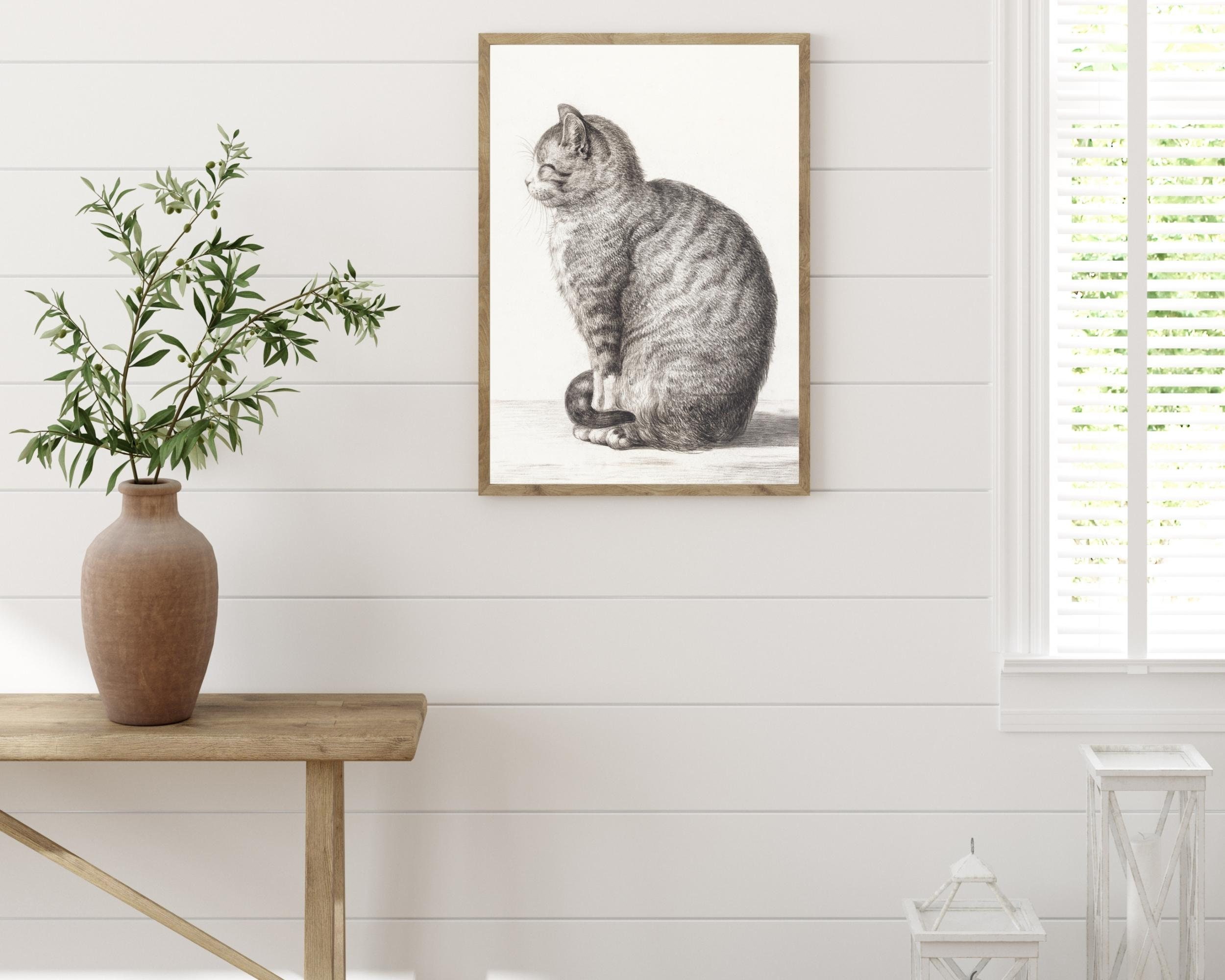 PRINTABLE Vintage Cat Print. Digital Download Sketch of a Cute Cat ...