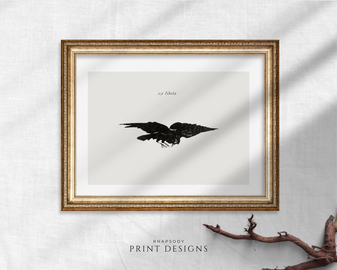 PRINTABLE Flying Raven Moody Wall Art Print. Digital Download Dark ...