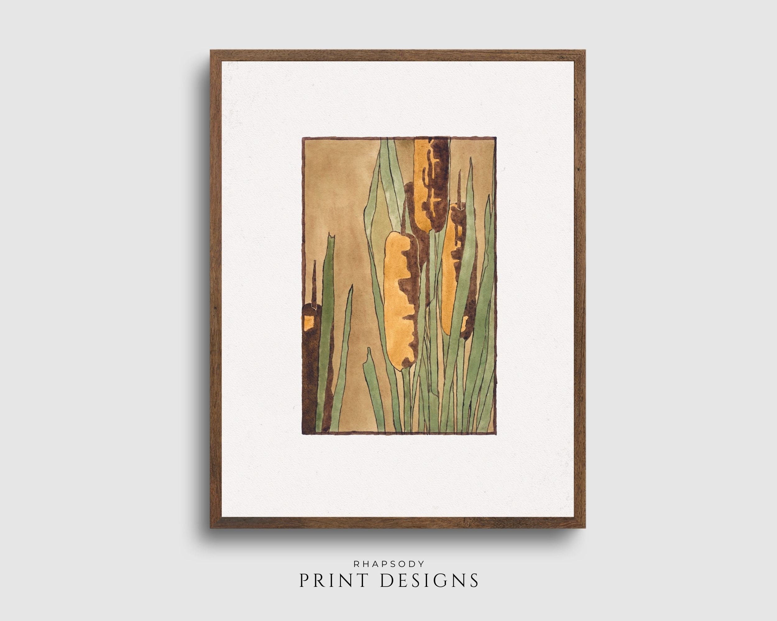 Cattail Printable Art, Vintage Cattail Printable, Vintage Cattail Reed ...