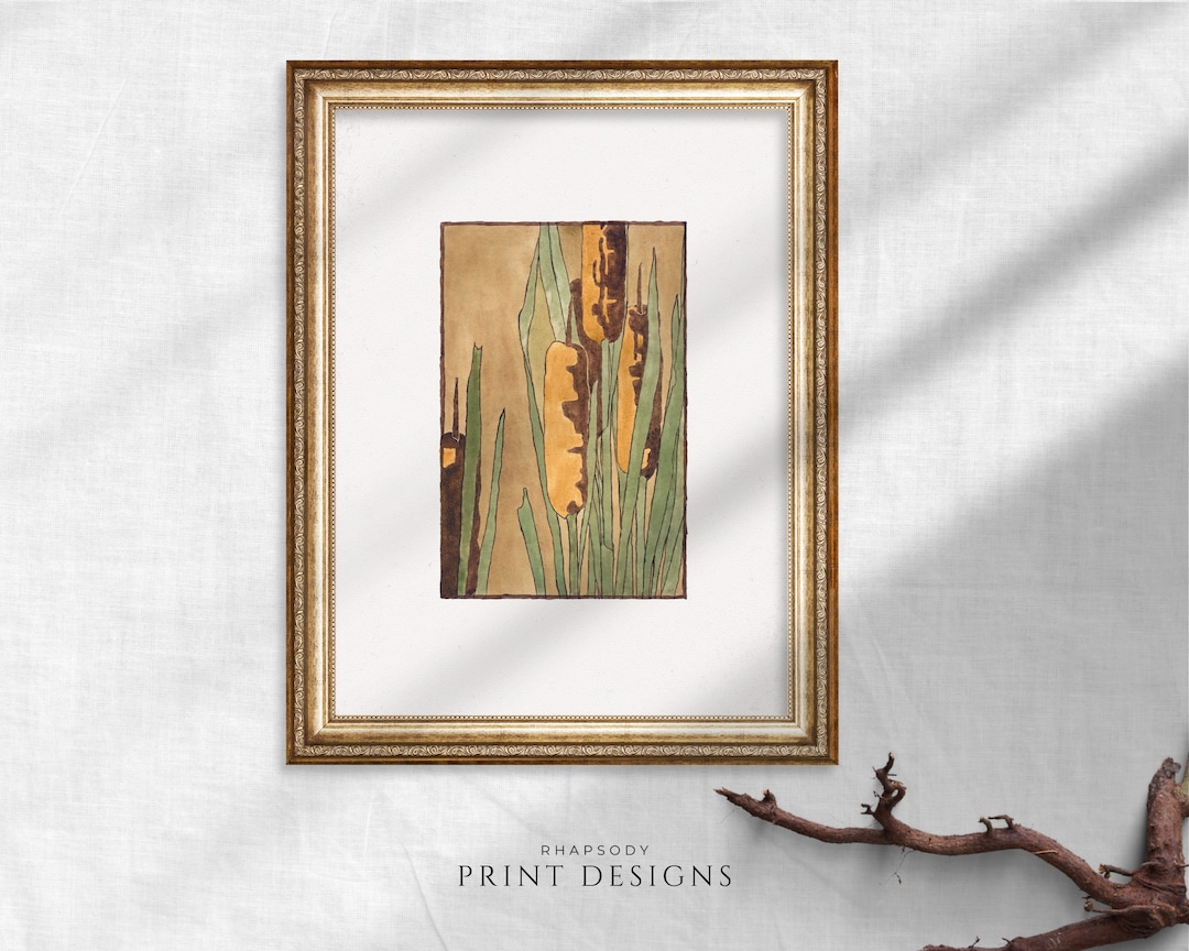Cattail Printable Art, Vintage Cattail Printable, Vintage Cattail Reed ...