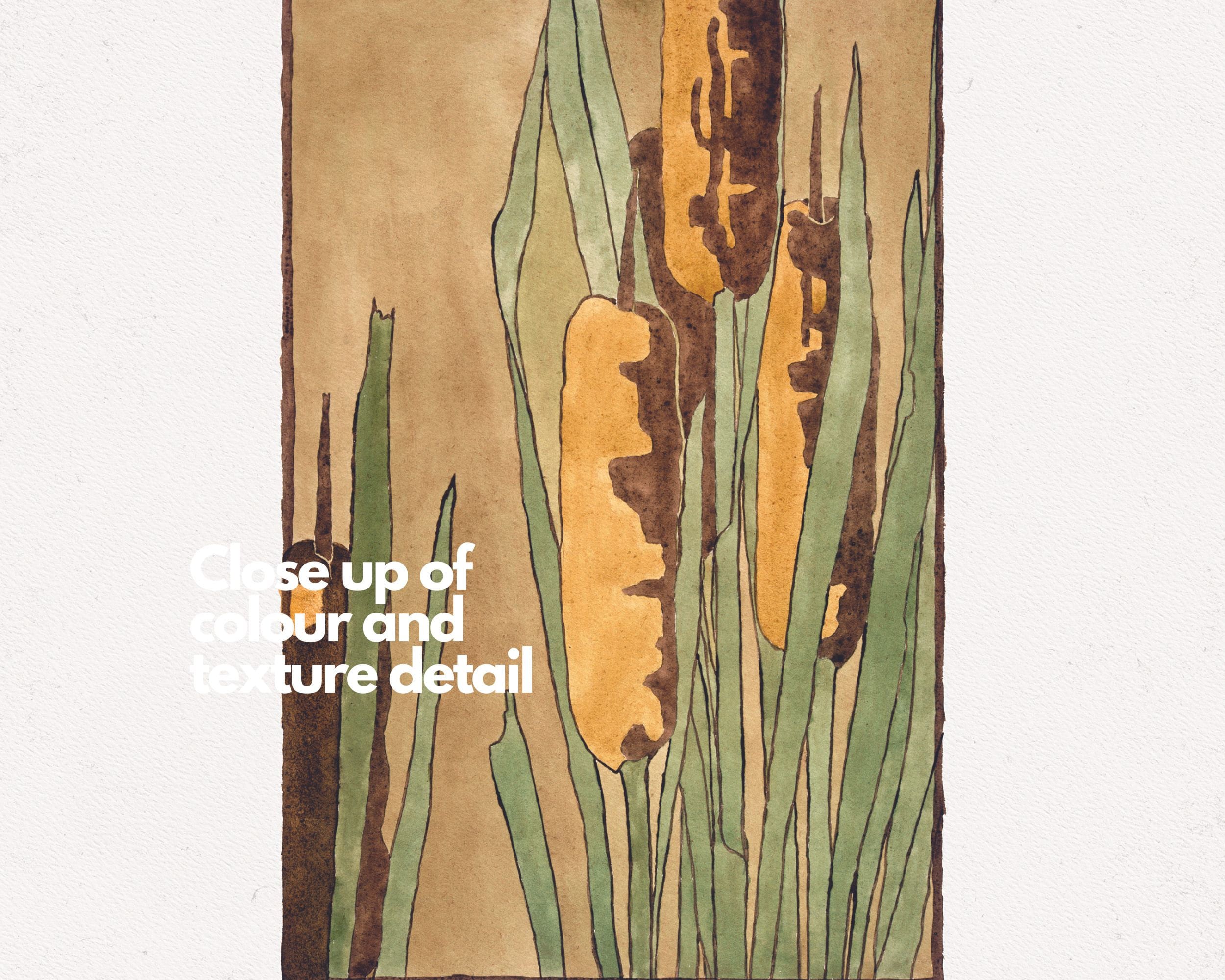 Cattail Printable Art, Vintage Cattail Printable, Vintage Cattail Reed ...
