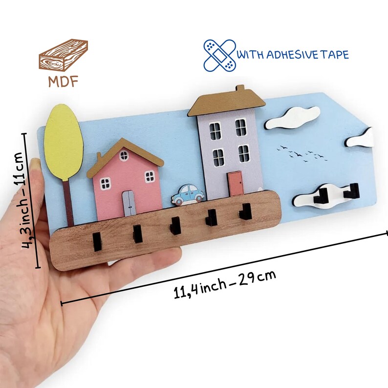 Fairytale House Key Holder for Wall, Colorful Adhesive Key Hook ...