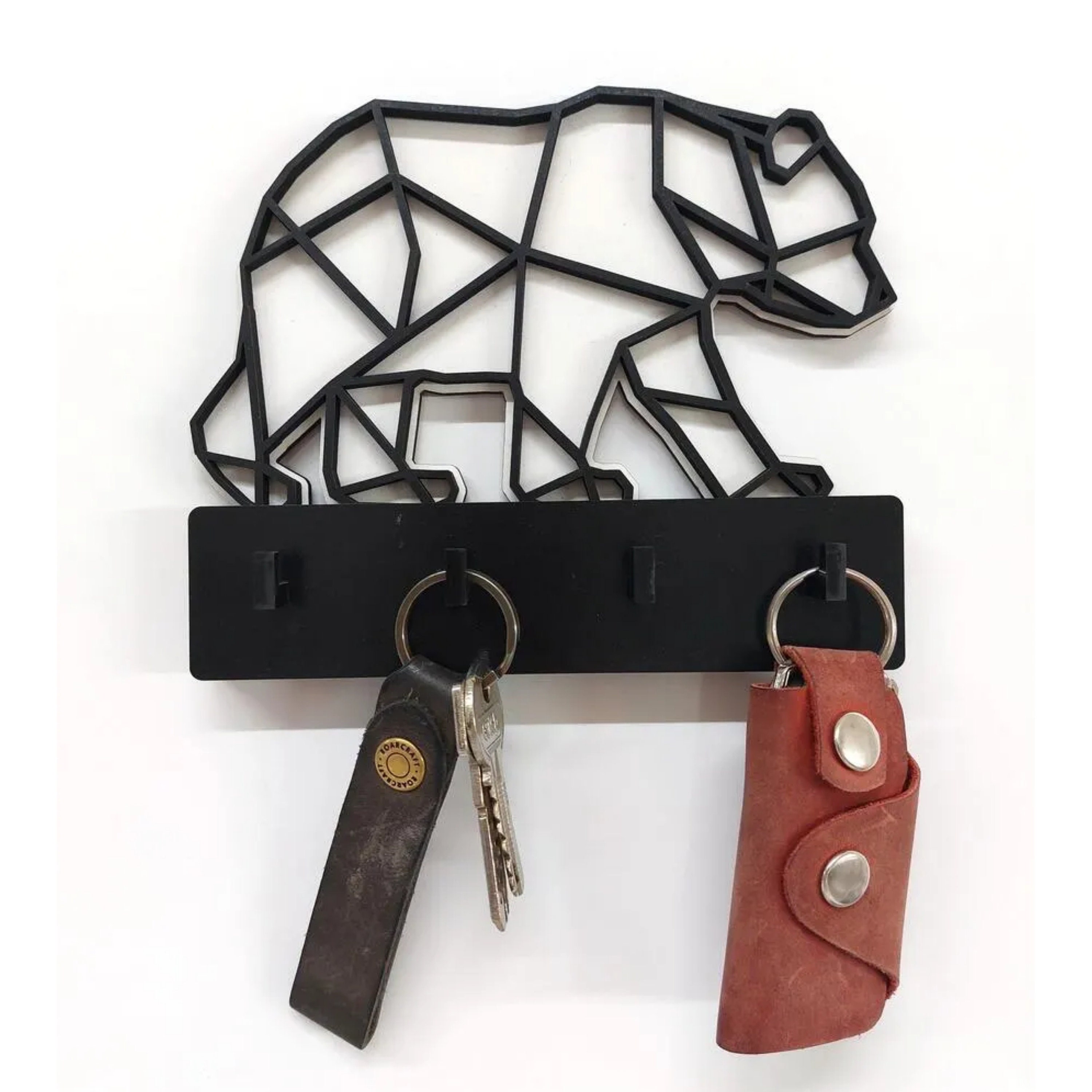 Geometric Bear Key Holder – Bold & Decorative Wall Organizer ...
