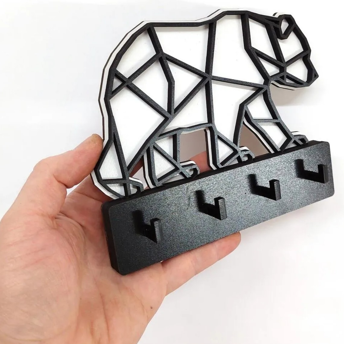Geometric Bear Key Holder – Bold & Decorative Wall Organizer ...