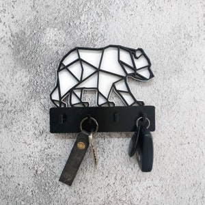 Geometric Bear Key Holder – Bold & Decorative Wall Organizer ...