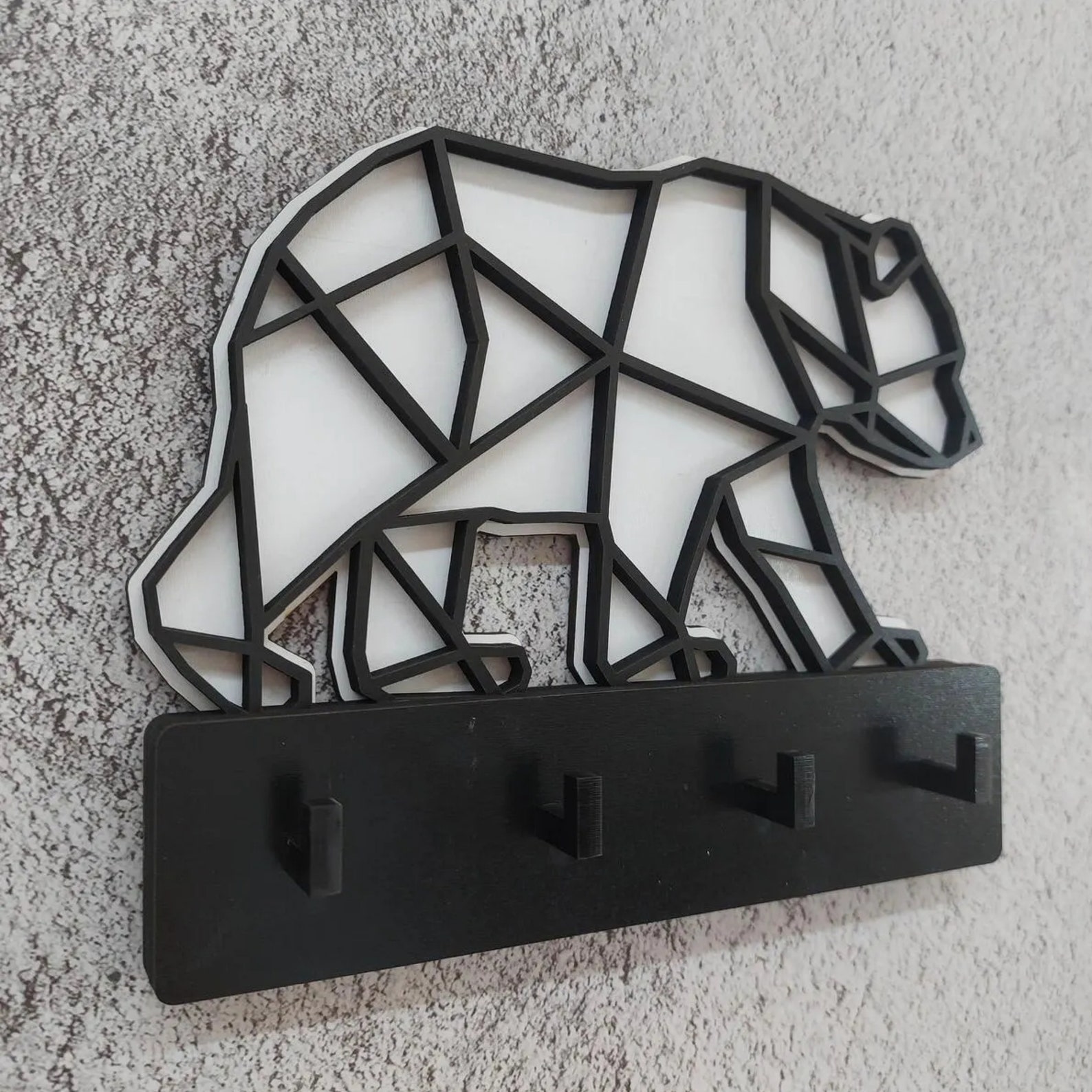 Geometric Bear Key Holder – Bold & Decorative Wall Organizer ...
