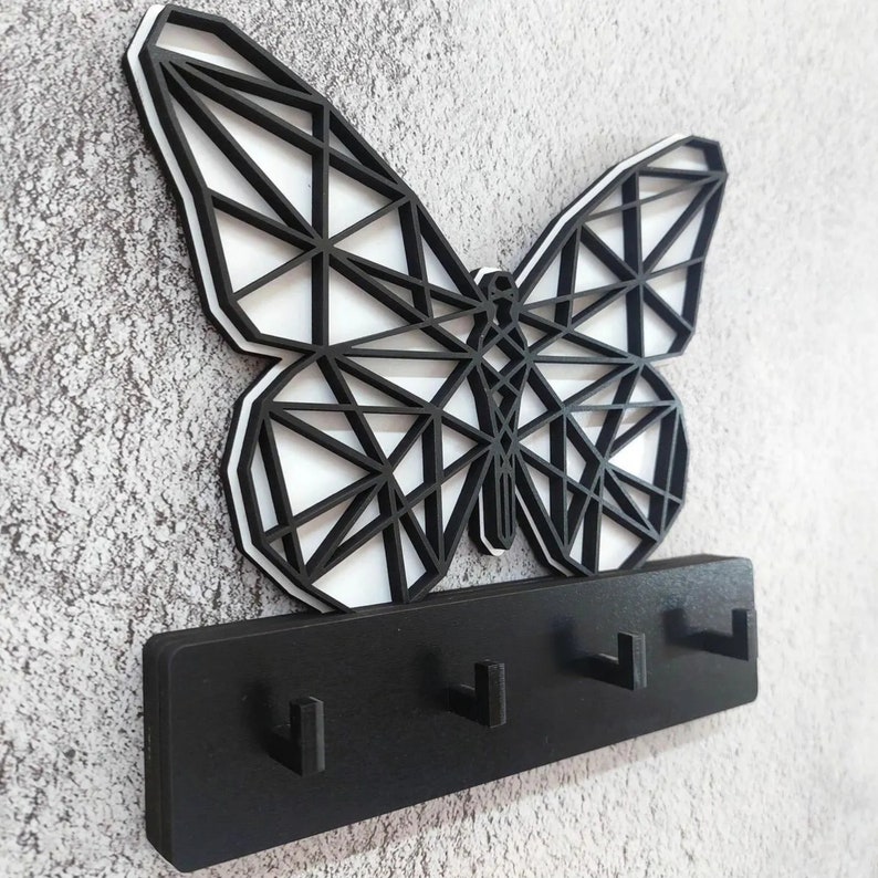 Handcrafted Geometric Butterfly Key Holder – Elegant & Decorative Wall ...