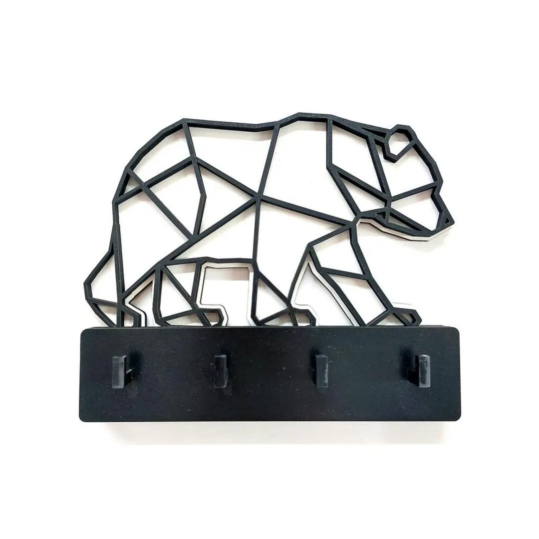 Geometric Bear Key Holder – Bold & Decorative Wall Organizer ...