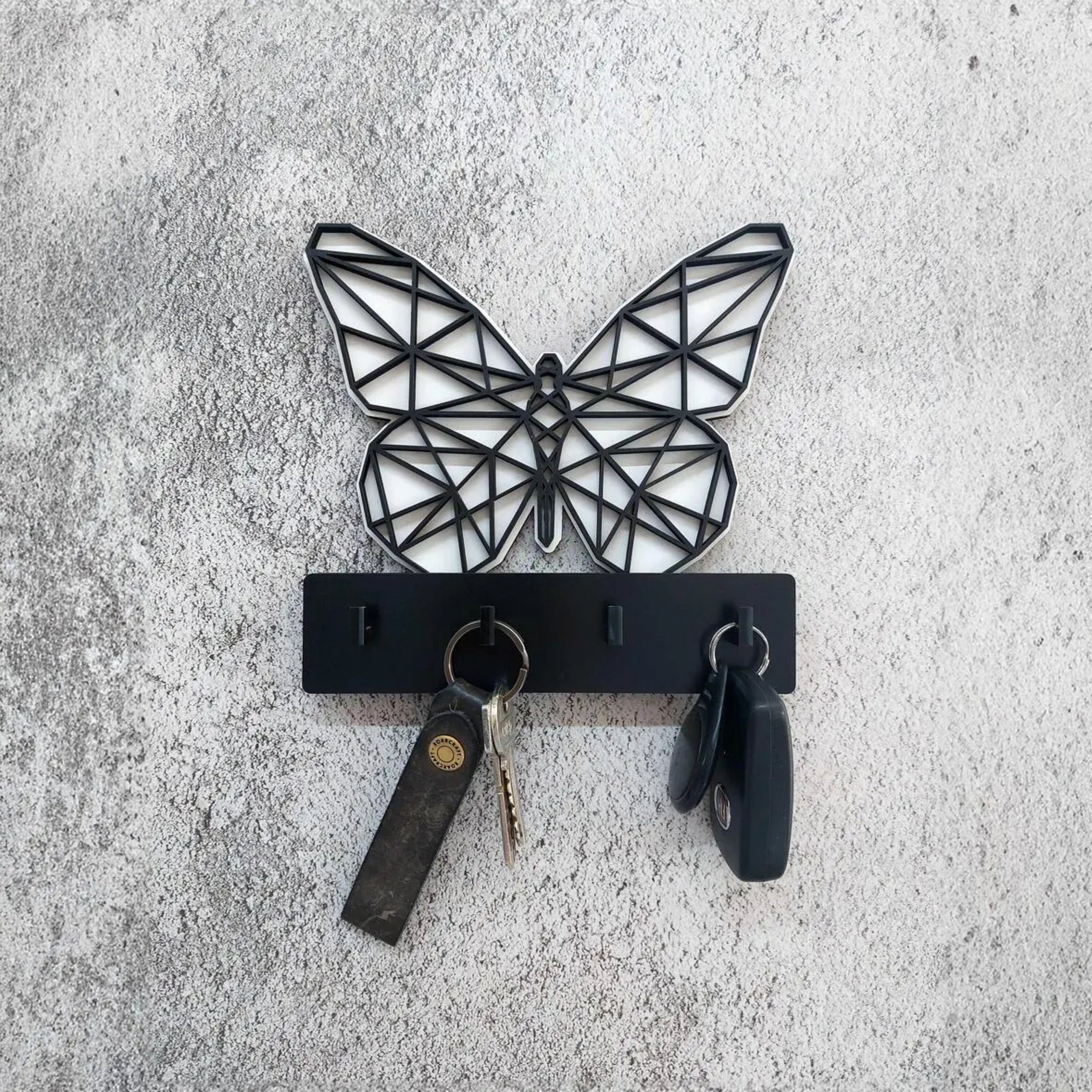 Handcrafted Geometric Butterfly Key Holder Elegant & Decorative Wall ...