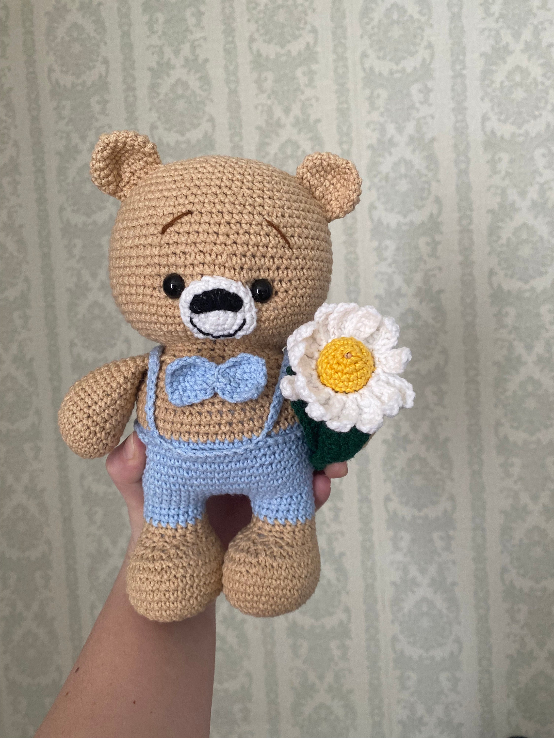 Teddy Bear Handmade Teddy Bear Rattle Teddy With Flower - Etsy