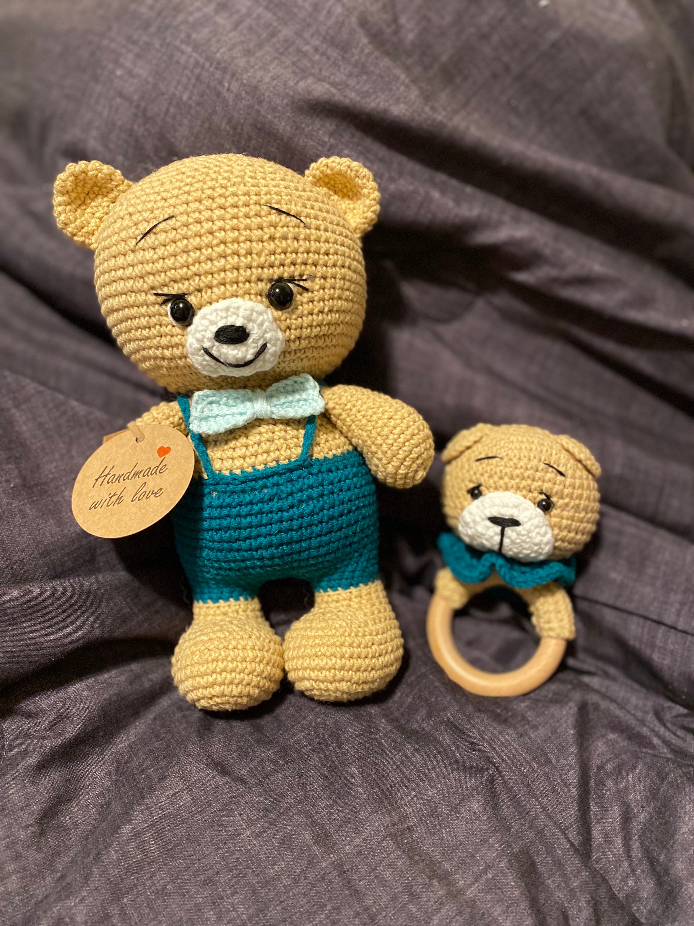 Teddy Bear Handmade Teddy Bear Rattle Teddy With Flower - Etsy