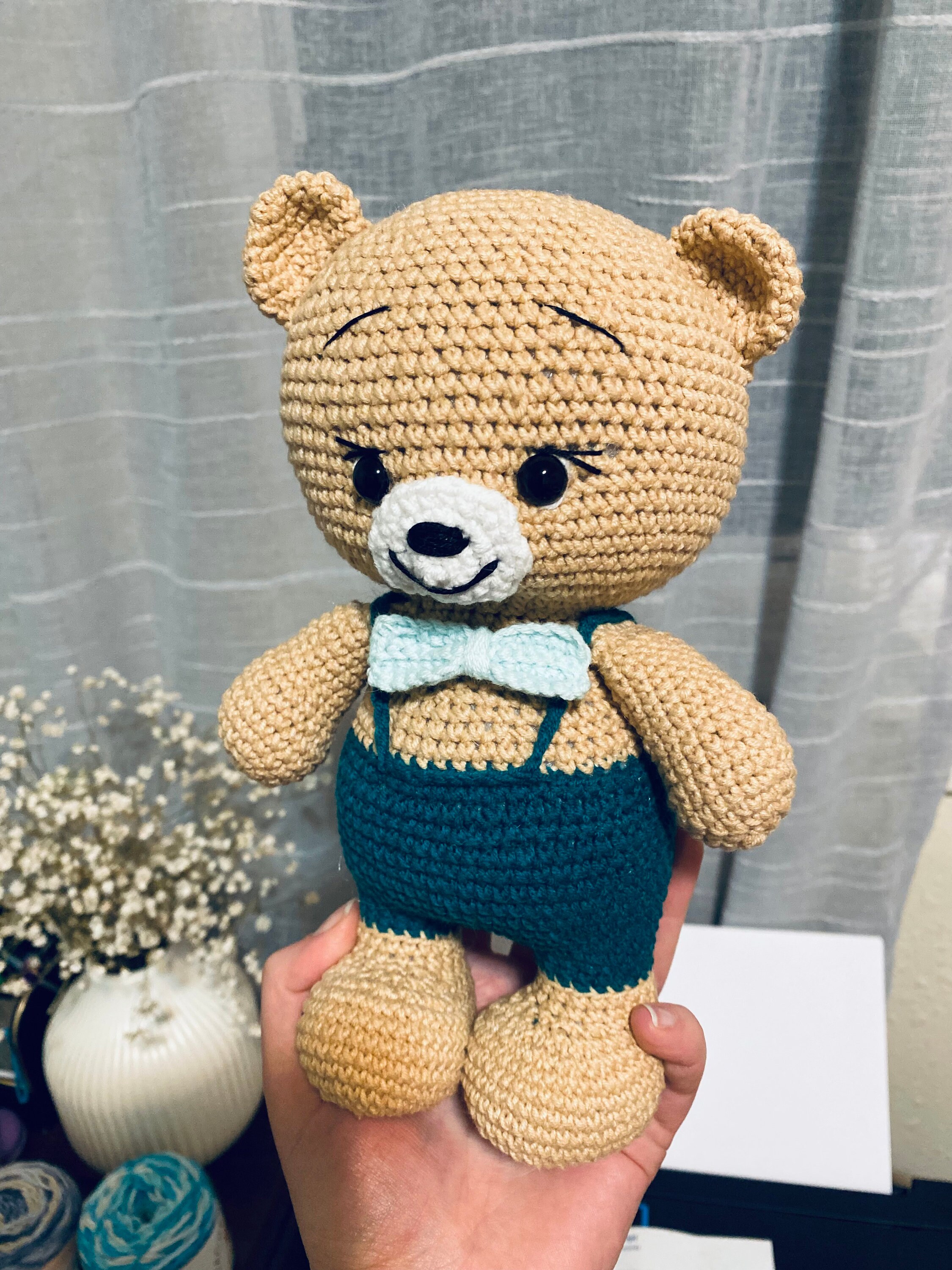 Teddy Bear Handmade Teddy Bear Rattle Teddy With Flower - Etsy