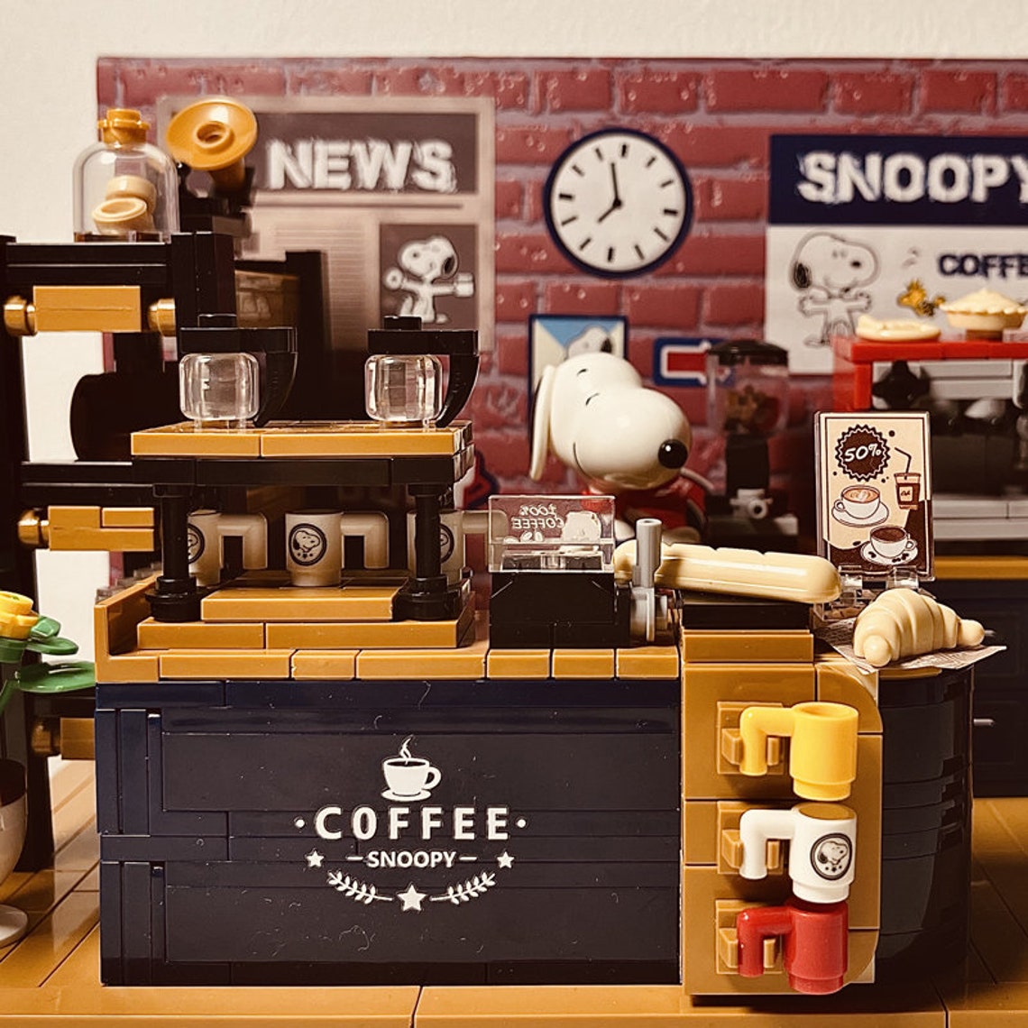 Building Blocks Miniature Snoopy Coffee Shop - Etsy
