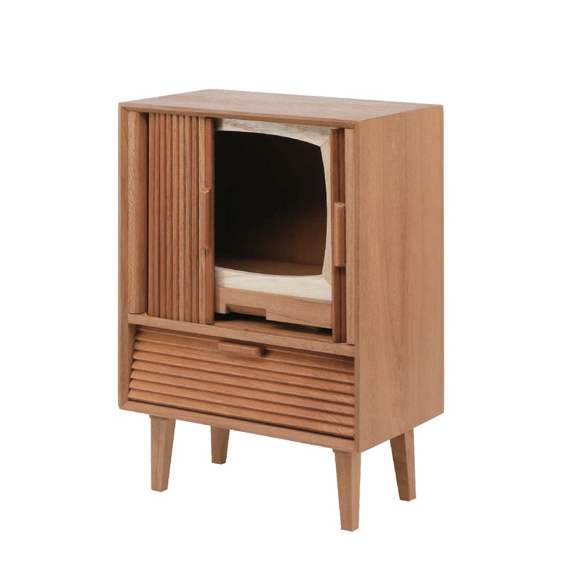 Miniature 1:6 Scale - Vintage - Retro Style - Wooden Empty TV Console ...